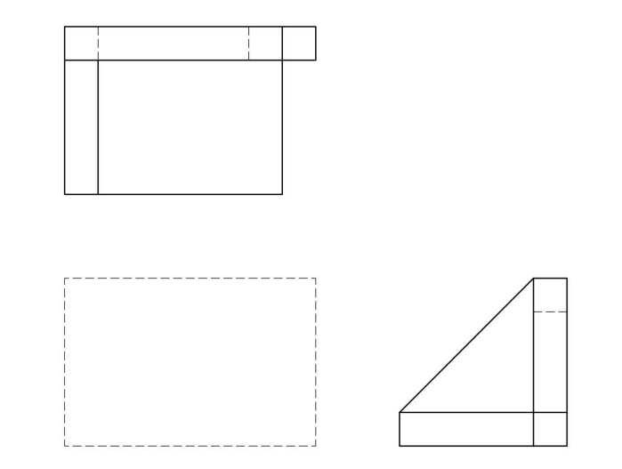 Solved Determine the third view of the following three-view | Chegg.com