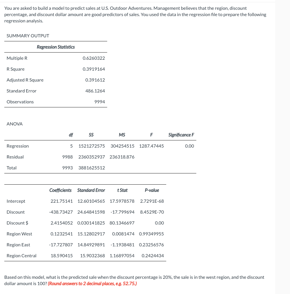 Solved You are asked to build a model to predict sales at | Chegg.com