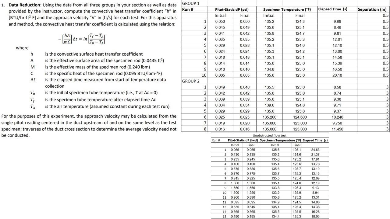 Solved 1. Data Reduction: Using the data from all three | Chegg.com