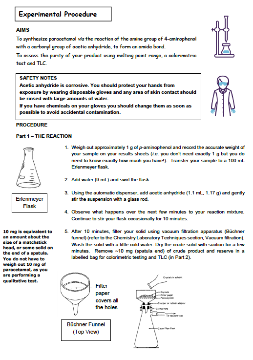 Solved Experimental Procedure AIMS To synthesize paracetamol | Chegg.com