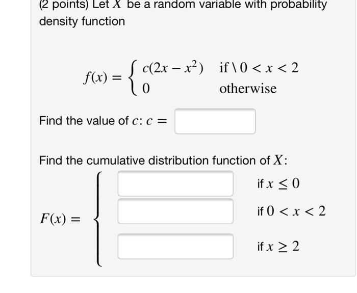 Solved (2 points) Let X be a random variable with | Chegg.com