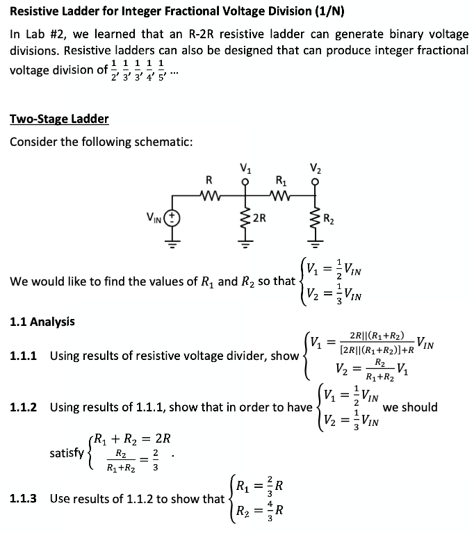 Solved Resistive Ladder for Integer Fractional Voltage | Chegg.com