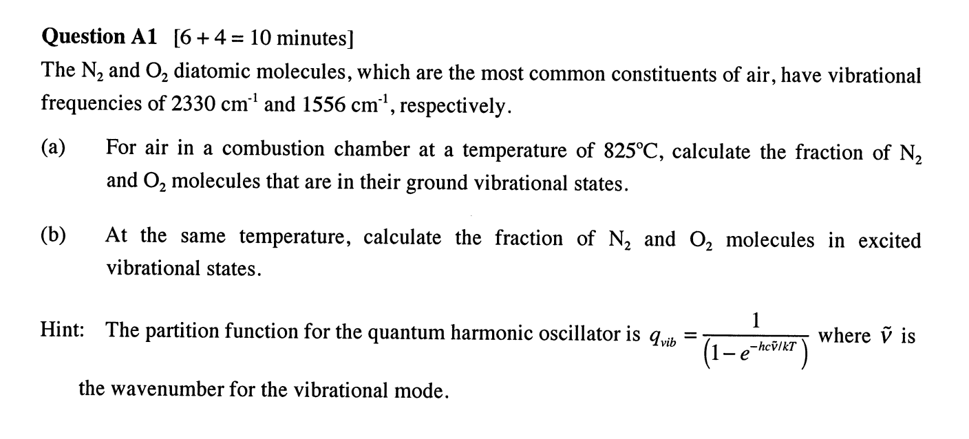 Solved Question A1 [6+4=10 minutes ] The N2 and O2 diatomic | Chegg.com
