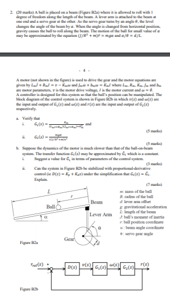 Solved 2. 20 marks) A ball is placed on a beam (Figure B2a) | Chegg.com