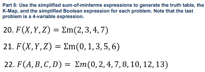 Solved Part 8: Use the simplified sum-of-minterms | Chegg.com