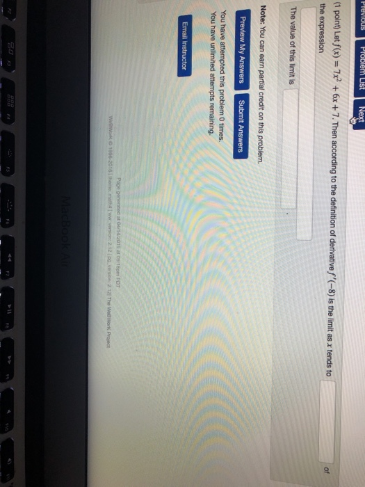 Solved Let f(x) 7x2 + 6x + 7. Then according to the | Chegg.com