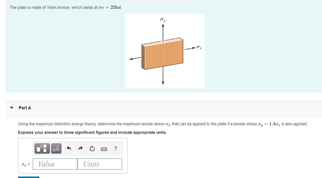 Solved Using the maximum distortion energy theory, determine | Chegg.com