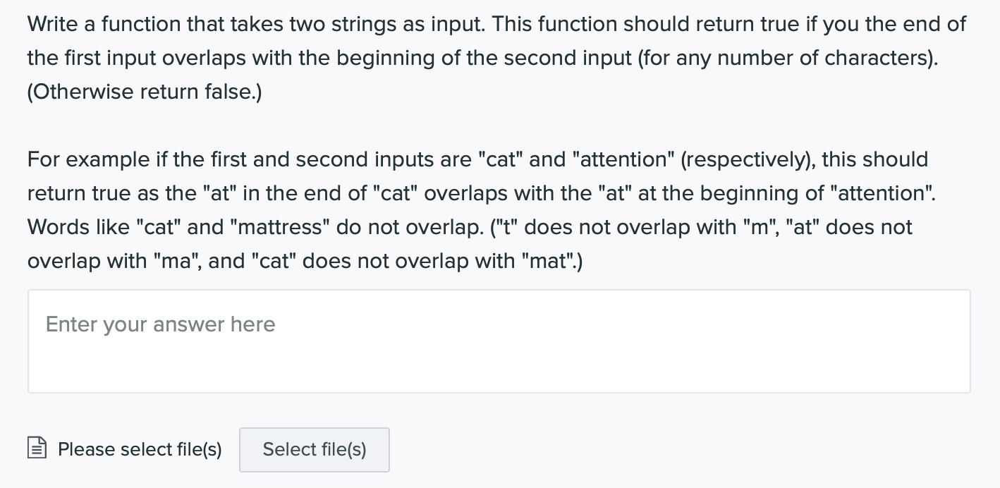 Solved Write a function that takes two strings as input. | Chegg.com