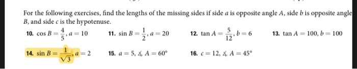 Solved For the following exercises, find the lengths of the | Chegg.com
