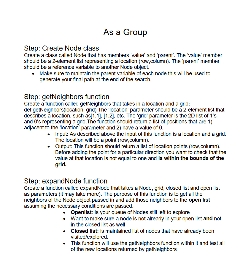Solved As A Group Step Create Node Class Create A Class 