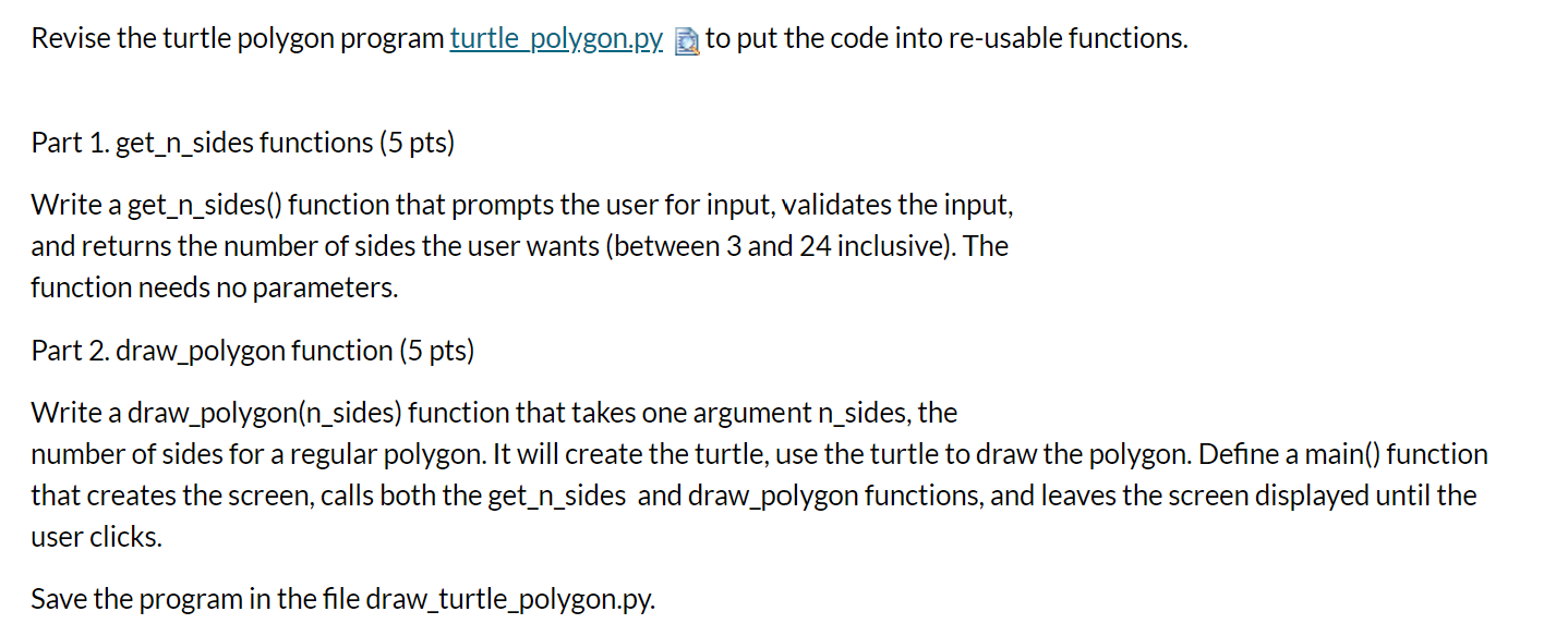 Solved # Solution to polygon.py import turtle screen = | Chegg.com