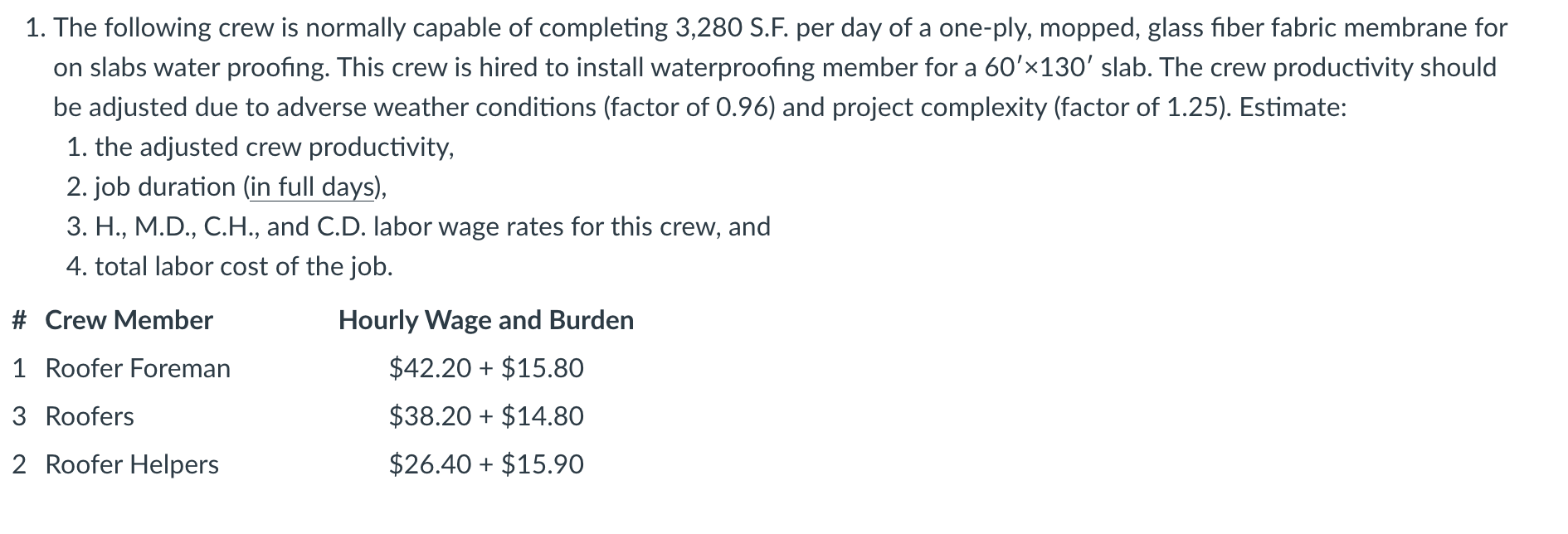Solved 1. The following crew is normally capable of | Chegg.com