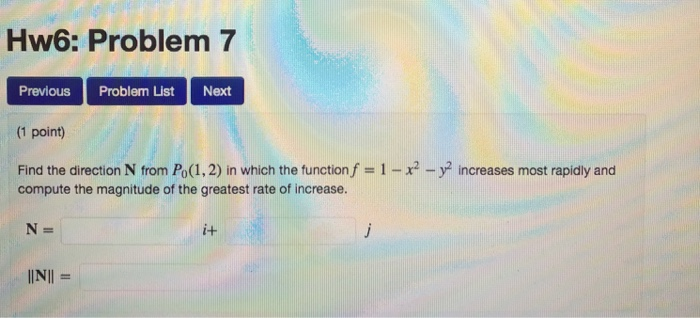 Solved Hw6: Problem 7 Previous Problem List Next (1 point) | Chegg.com