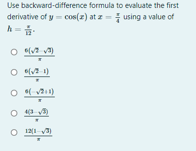 Solved Use backward-difference formula to evaluate the first | Chegg.com