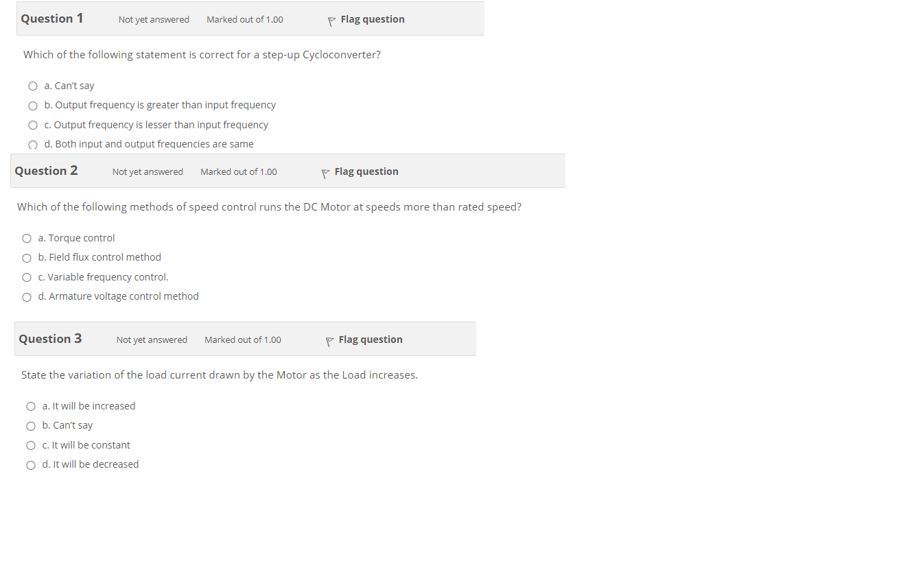 Solved Question 1 Not yet answered Marked out of 1.00 P Flag | Chegg.com