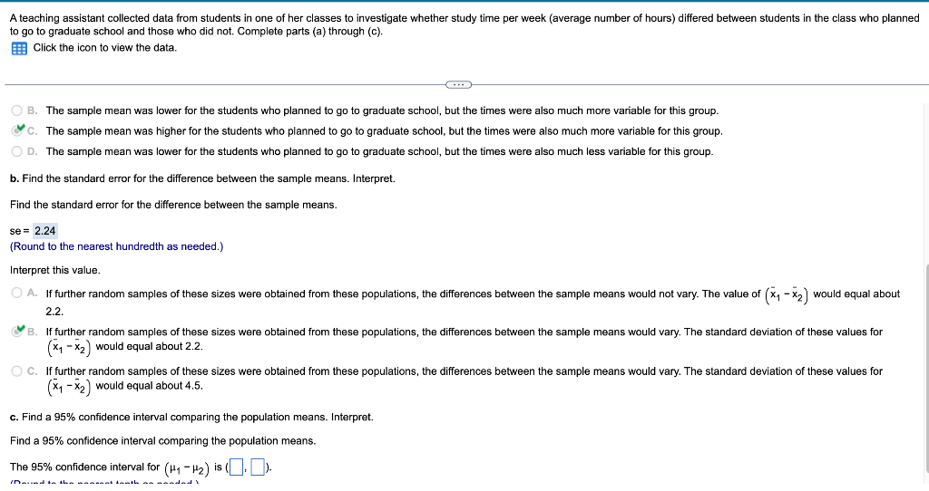 A teaching assistant collected data from students in | Chegg.com