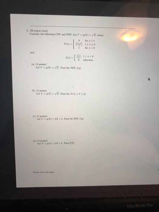 Solved 3. (20 points total) Consider the following CDF and | Chegg.com