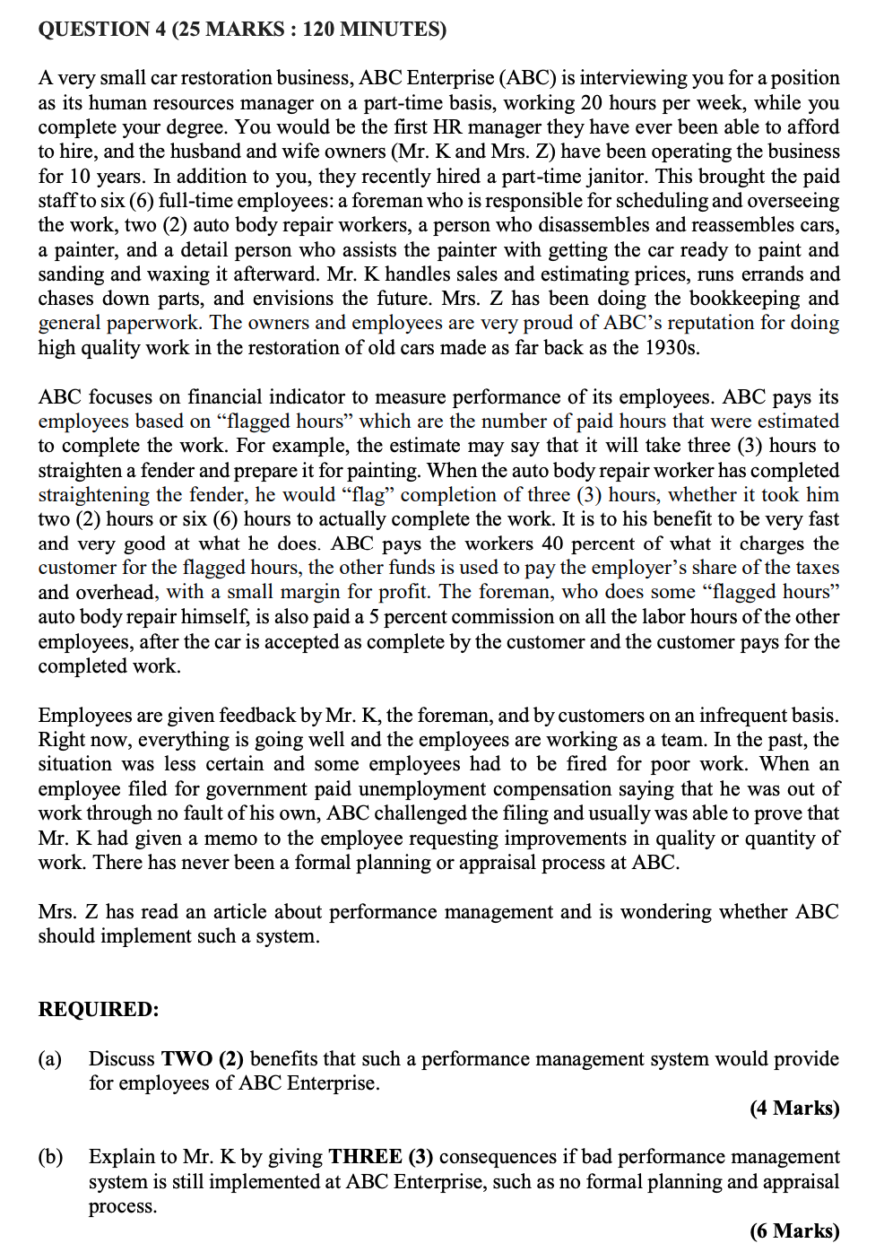 Solved QUESTION 4 (25 MARKS : 120 MINUTES) A very small car | Chegg.com