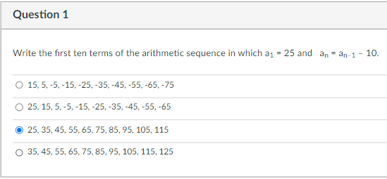 Solved Write the first ten terms of the arithmetic sequence | Chegg.com