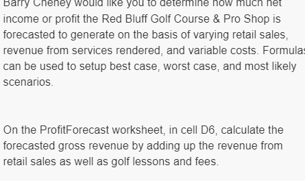 Solved income or profit the Red Bluff Golf Course \& Pro | Chegg.com