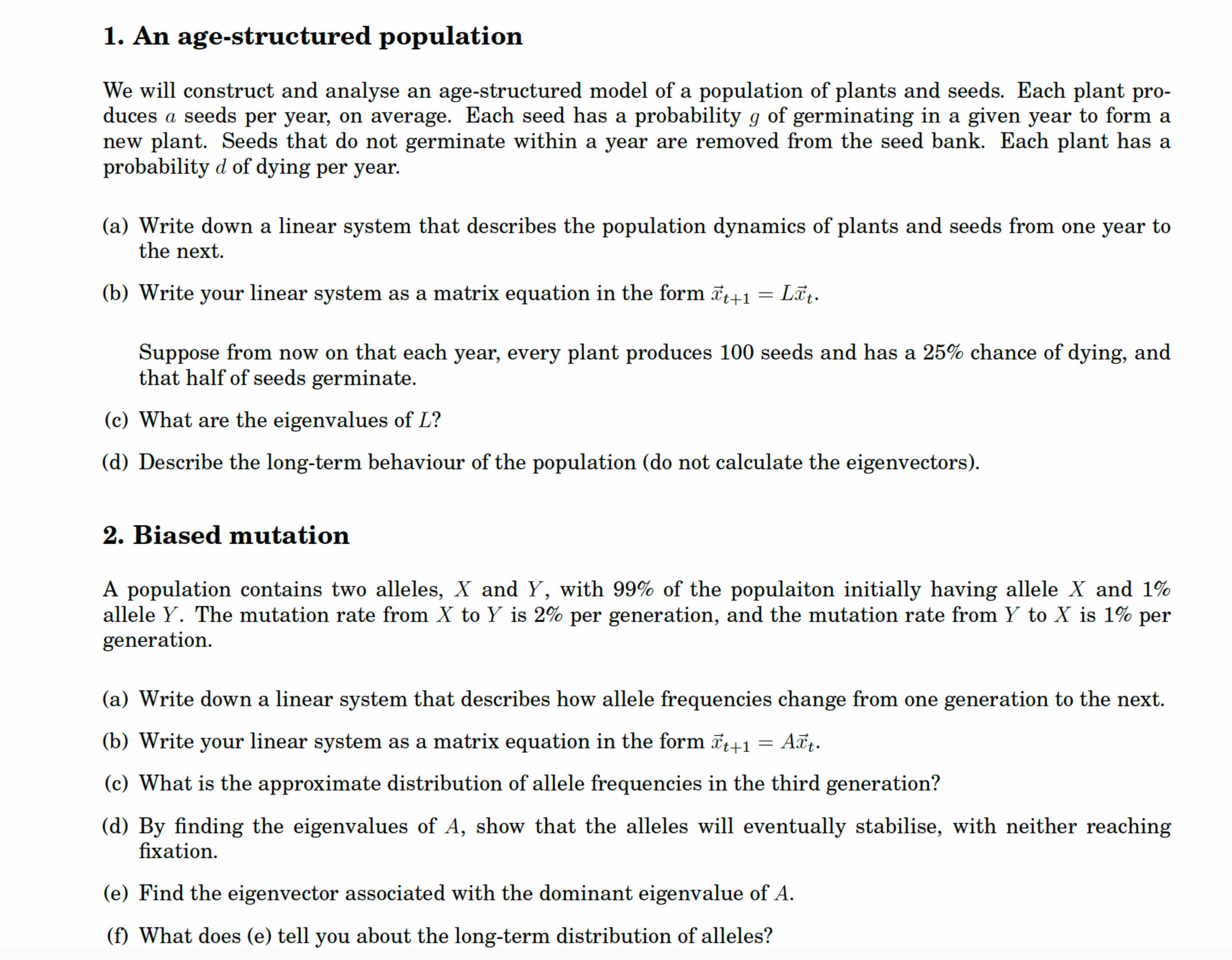 Solved An age-structured populationWe will construct and | Chegg.com