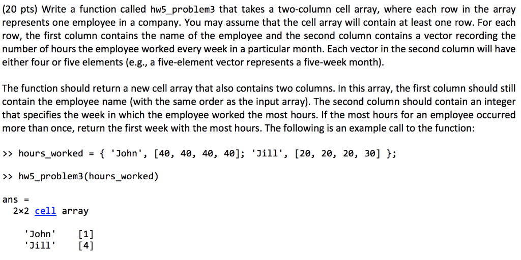 Solved (20 pts) Write a function called hws_problem3 that | Chegg.com