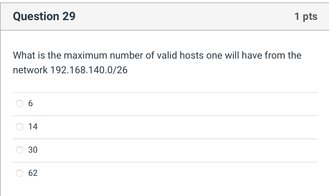 Solved What is the maximum number of valid hosts one will | Chegg.com