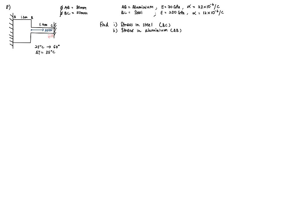Solved OAB 80mm BC = 50mm AB - Aluminium BU : Steel E: 70 | Chegg.com