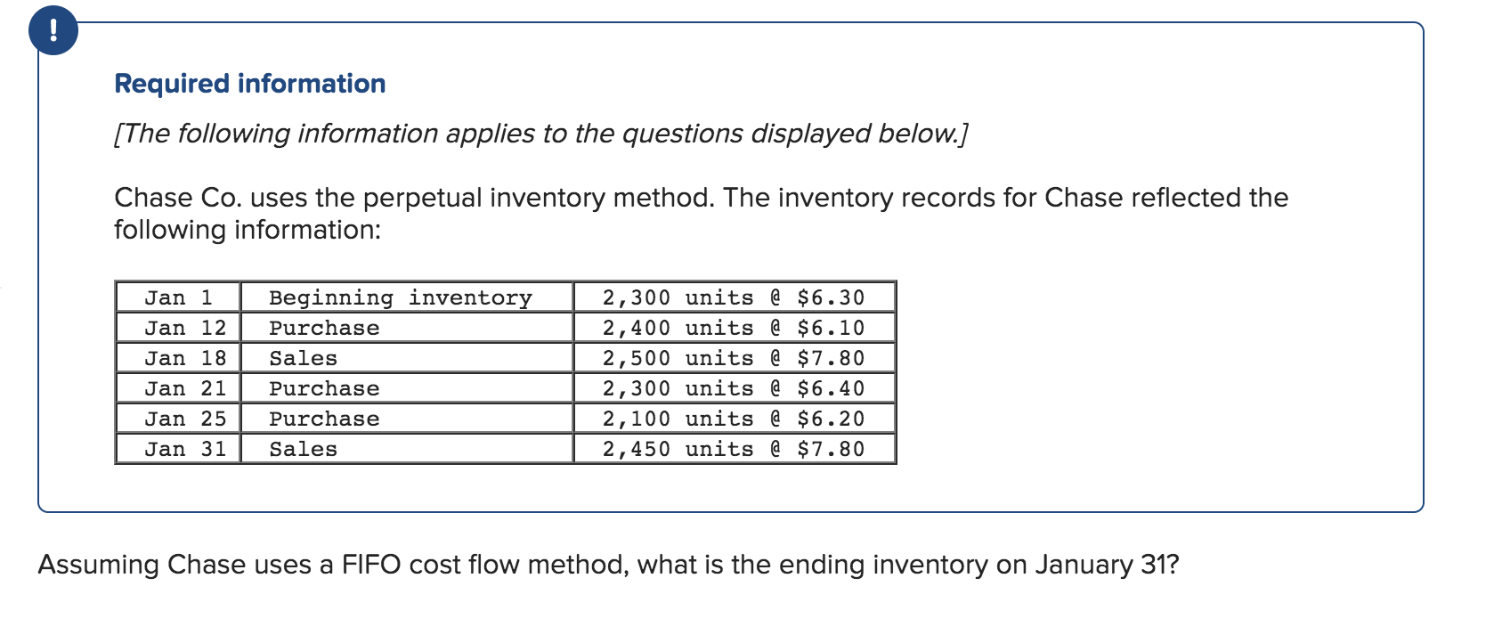 Solved As well as Assuming Chase uses a LIFO cost flow | Chegg.com Solved As well as Assuming Chase uses a LIFO cost flow | Chegg.com