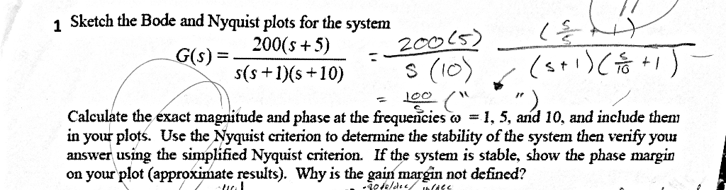 Solved a) sketch the bode and nyquist plots for the | Chegg.com