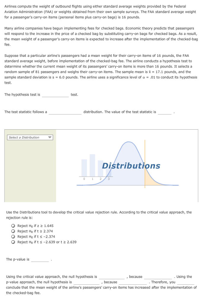 Solved Airlines compute the weight of outbound flights using | Chegg.com