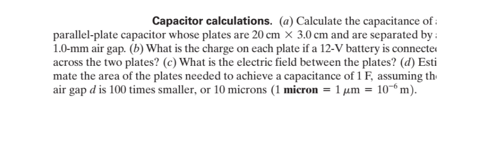 Capacitor calculations. (a) Calculate the capacitance | Chegg.com