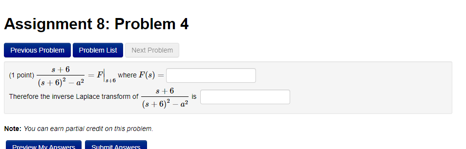 Solved Assignment 8 Problem 4 Previous Problem Problem List 