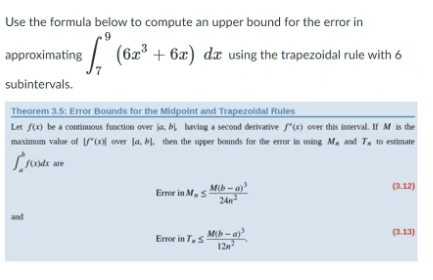 Solved Use the formula below to compute an upper bound for | Chegg.com