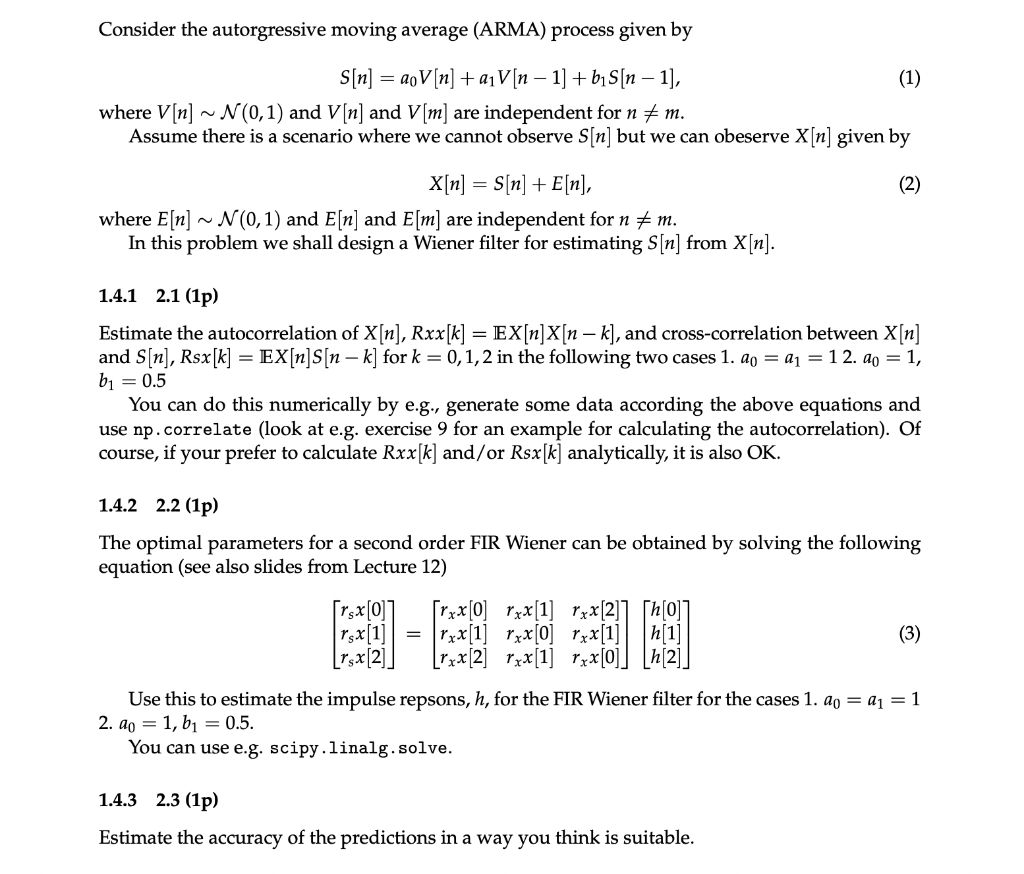 Consider the autorgressive moving average (ARMA) | Chegg.com