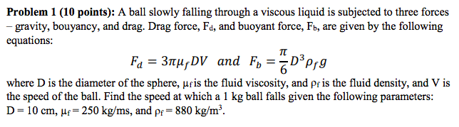 Solved A ball slowly falling through a viscous liquid is | Chegg.com