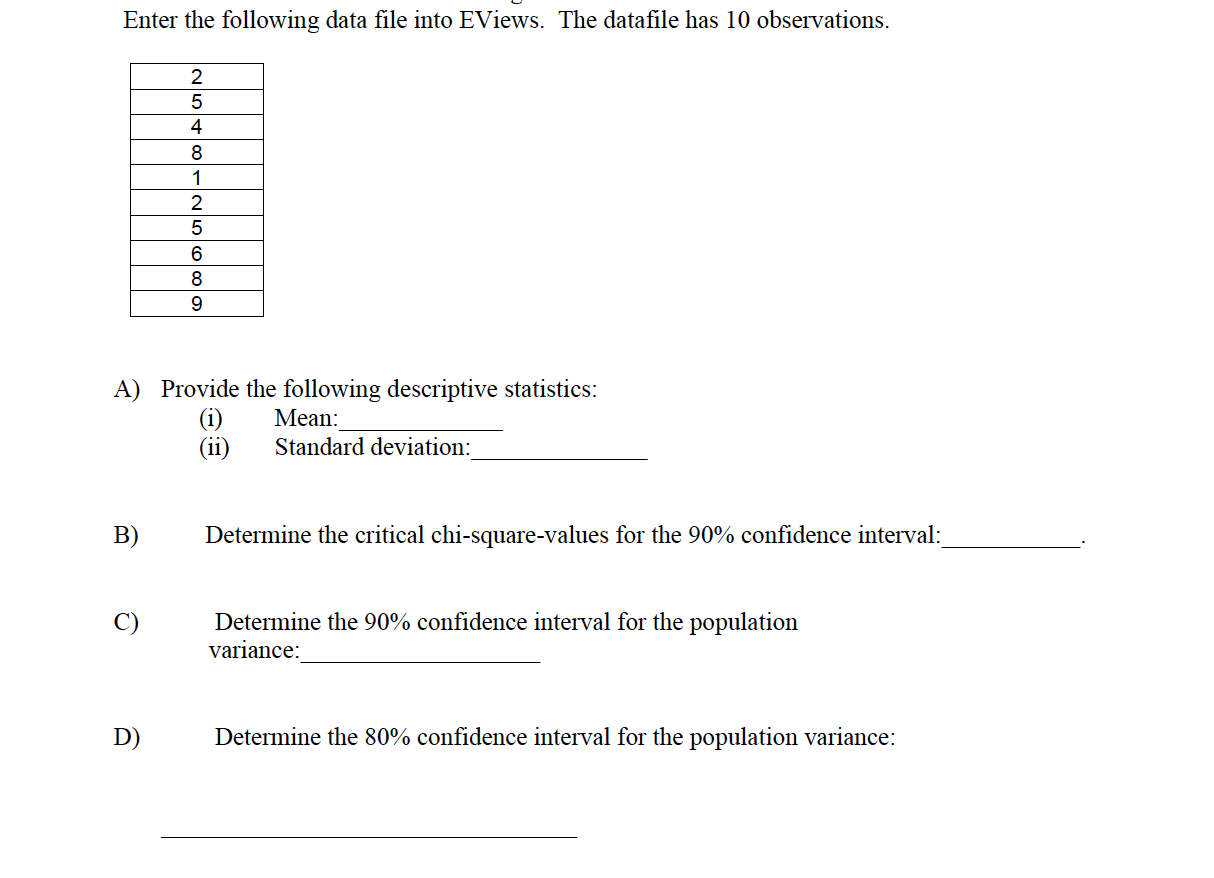 Solved Enter the following data file into EViews. The | Chegg.com