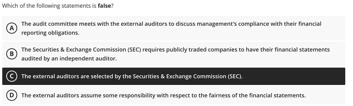 Solved Which of the following statements is false? (A) The | Chegg.com