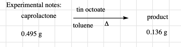 Solved Experimental notes: caprolactone tin octoate product | Chegg.com