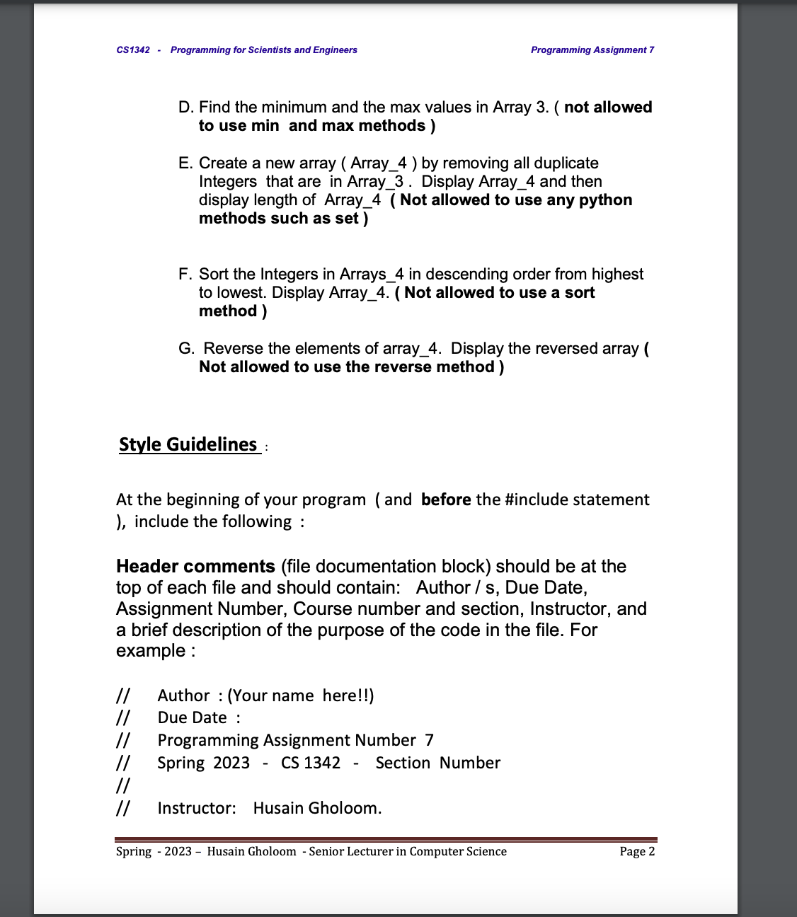 CS 1342 Programming 7 15% of your final grade Due | Chegg.com