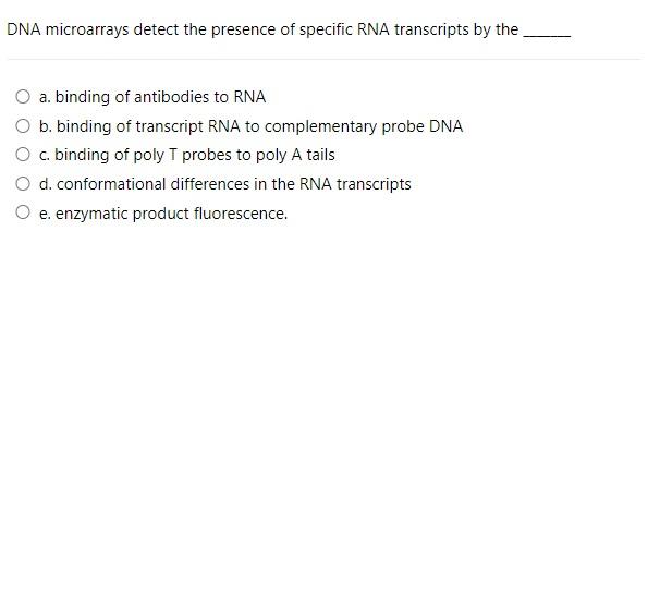 Solved DNA microarrays detect the presence of specific RNA | Chegg.com