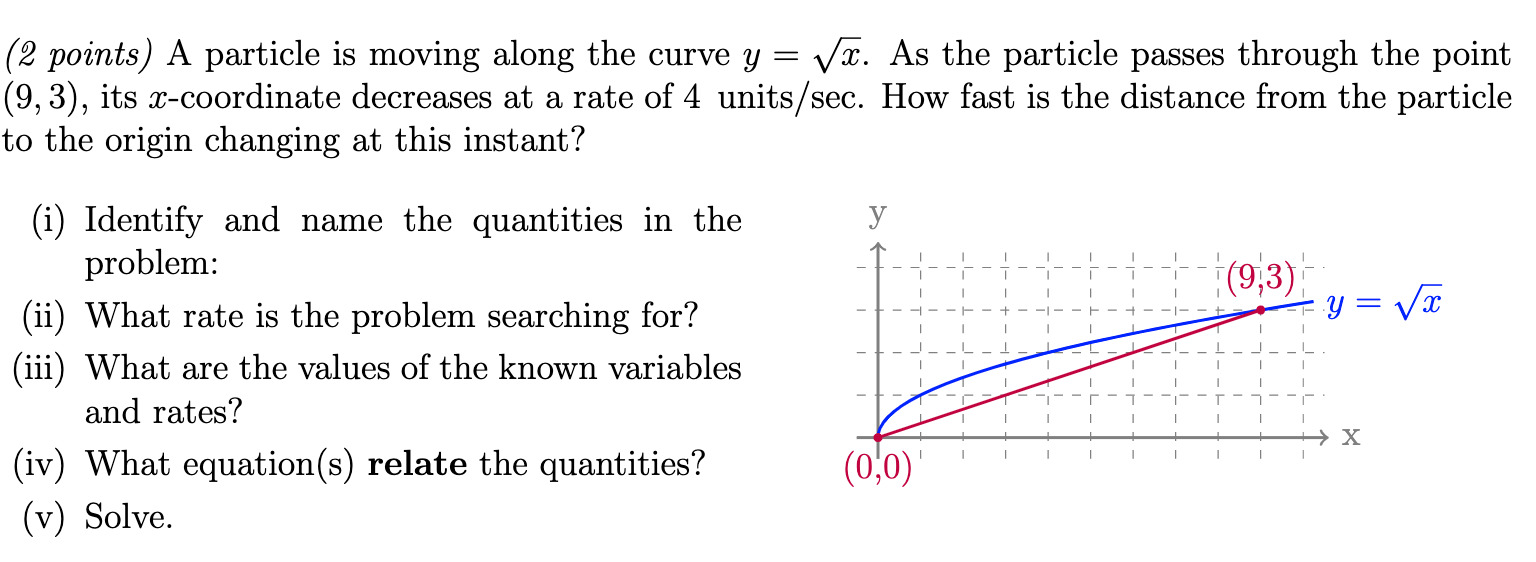 Solved (2 points) A particle is moving along the curve y=x. | Chegg.com