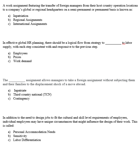 Solved A work assignment featuring the transfer of foreign | Chegg.com