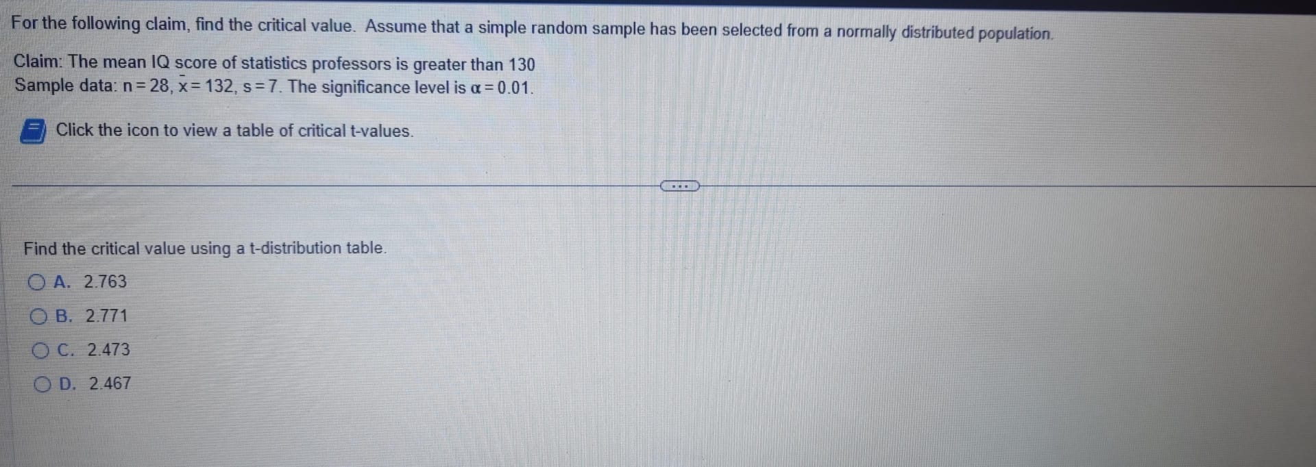 Solved For the following claim, find the critical value. | Chegg.com