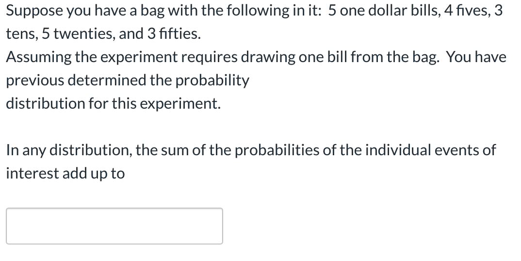 Solved Suppose you have a bag with the following in it: 5 | Chegg.com