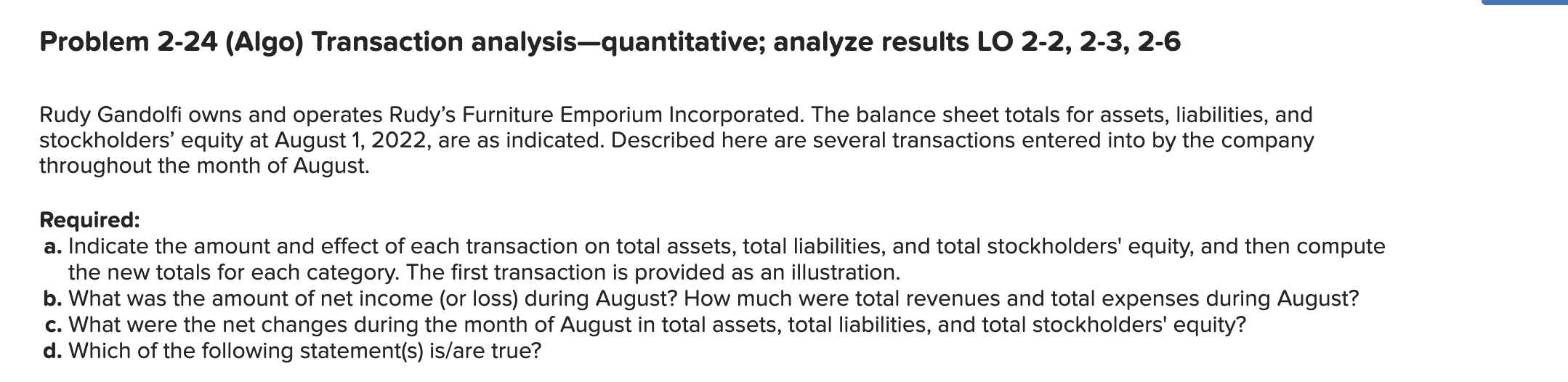 Solved Problem 2-24 (Algo) Transaction | Chegg.com