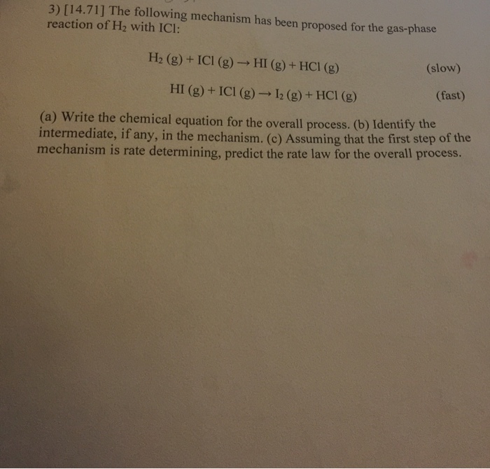 Solved The following mechanism has been proposed for the | Chegg.com