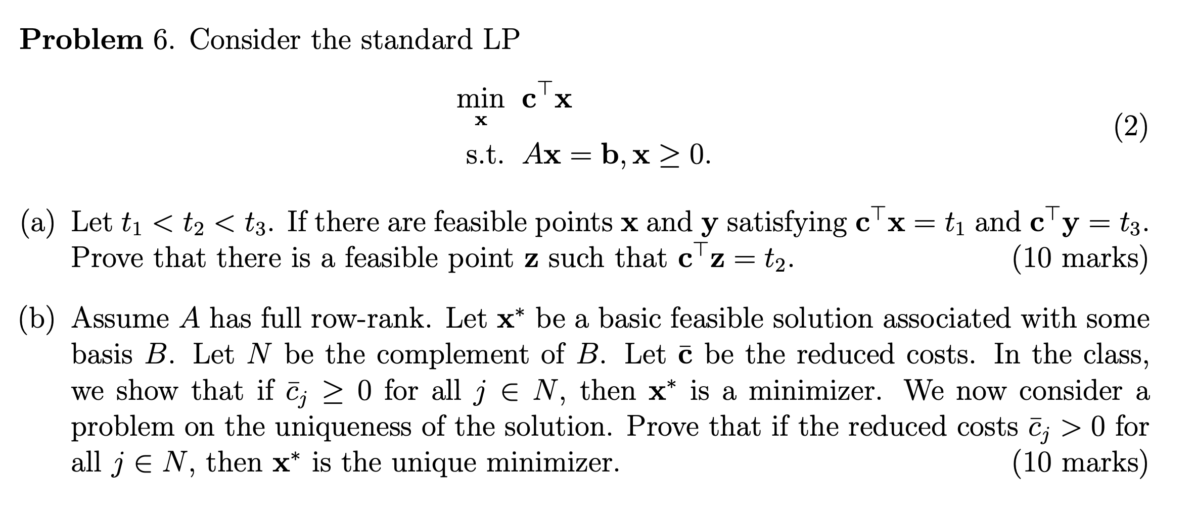Solved Consider the standard LP min c⊤x s.t. Ax=b,x≥0.(a) | Chegg.com
