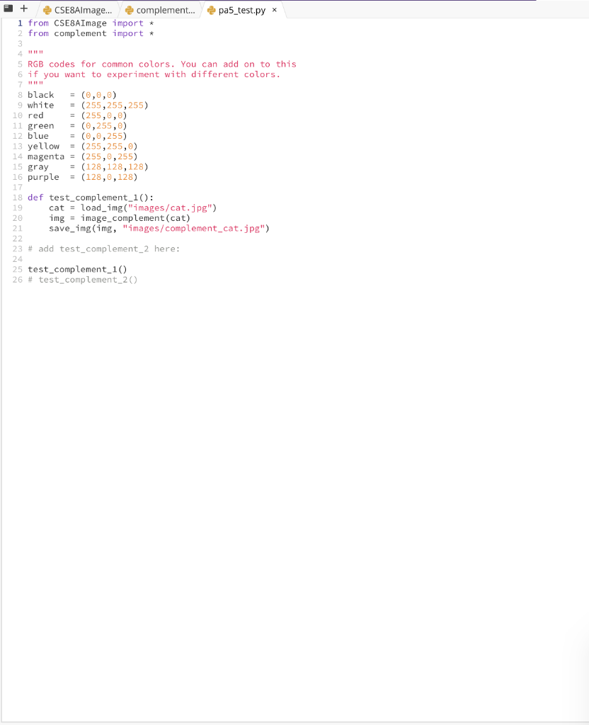 Solved 2. Image Complement Here is the documentation of all | Chegg.com