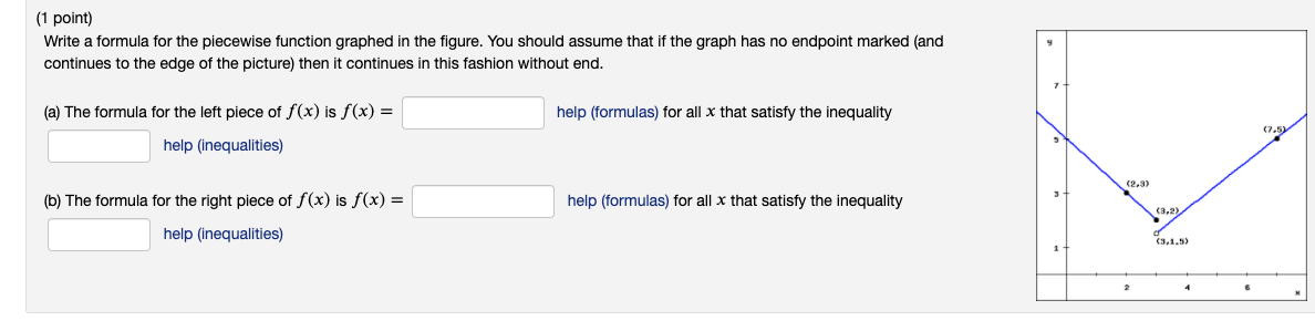 Solved (1 point) Write a formula for the piecewise function | Chegg.com